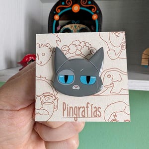 Hand Painted Wooden Cat Pin | Cute, Angry or Indifferent Kitty Brooch ...