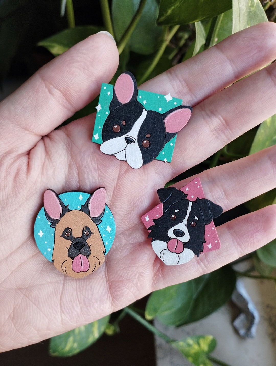 Adorable French Bulldog Pin, Border Collie Pin, German Shepherd Pin ...