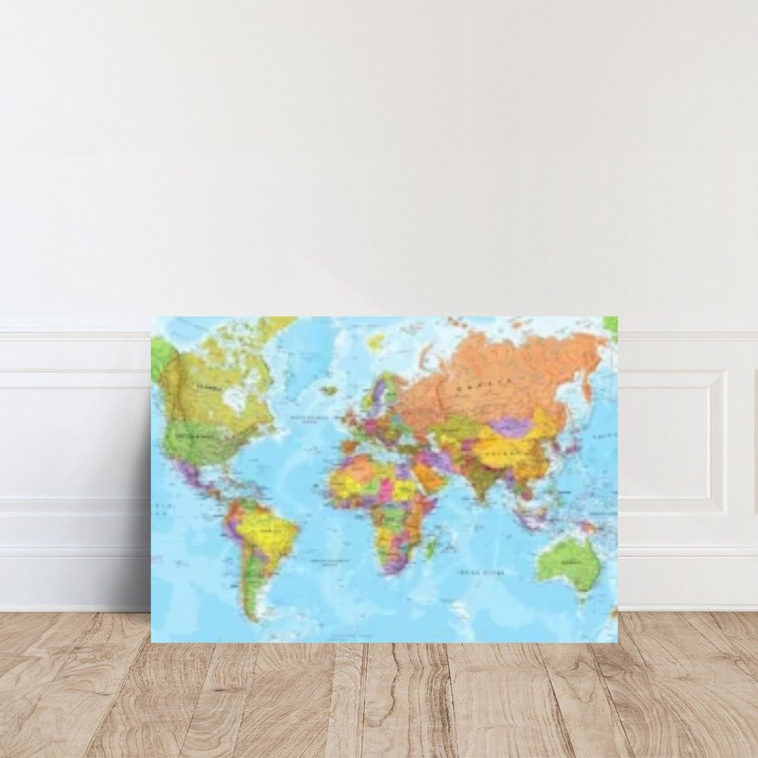 Detailed World Map CANVAS WALL ART Picture Print, Canvas Wall Art, Home ...