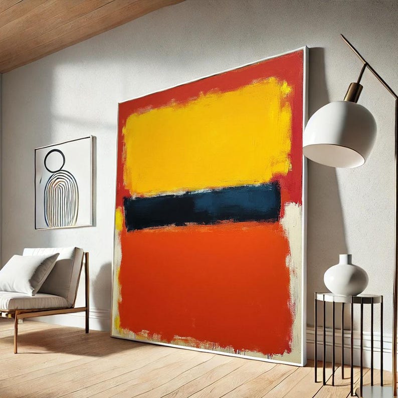 Mark Rothko Yellow Red Canvas Wall Art Print Modern Living Room Decor ...
