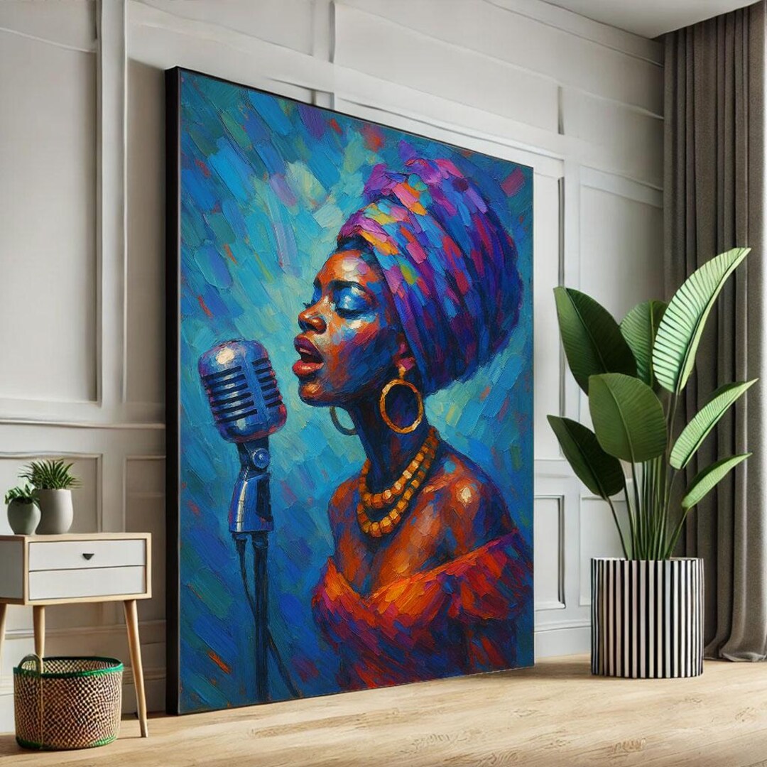 Powerful Jazz Singer Canvas Wall Art Print | Vibrant Living Room Decor ...