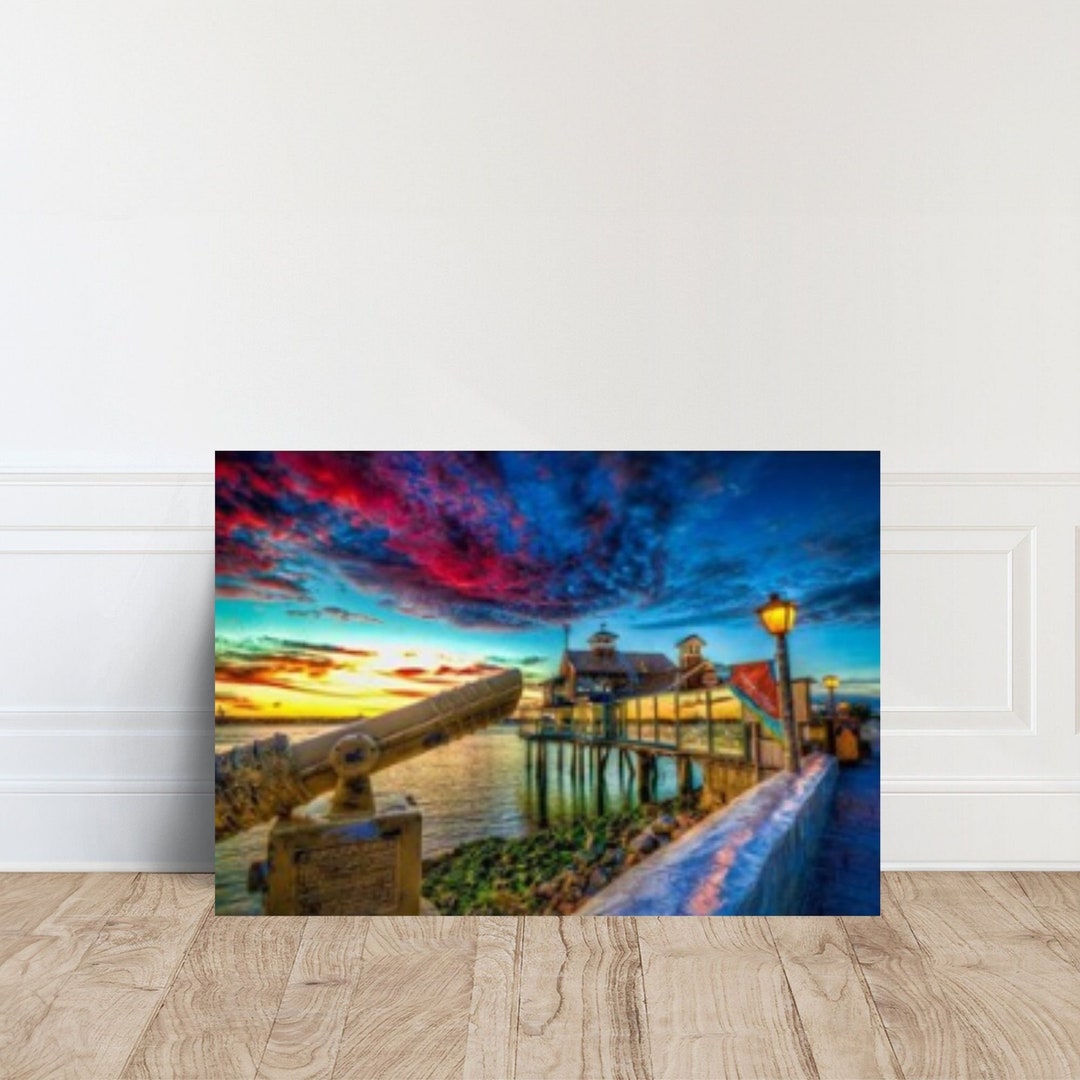 Sunset Pier Cafe in San Diego Canvas, Home Decor Ready to Hang, Canvas ...