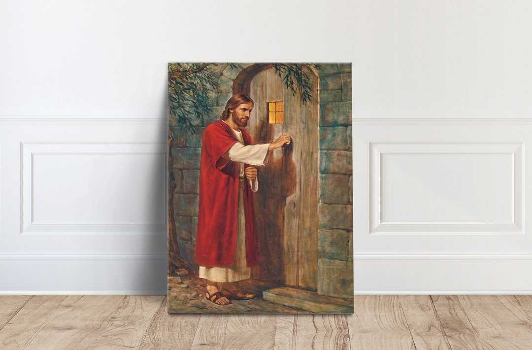 Jesus at the Door Wall Decor, Jesus Canvas Print, Greeting Jesus ...