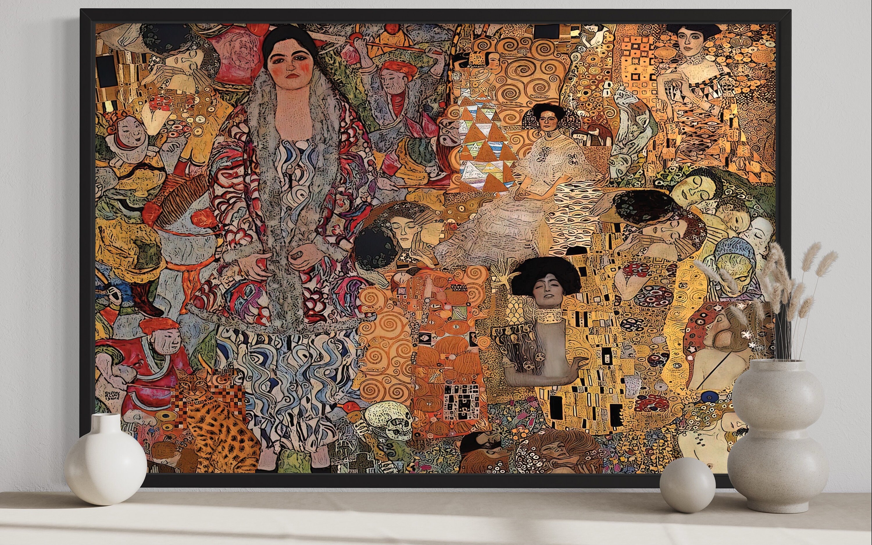 Collage Classical Art Canvas Poster by Gustav Klimt Art Canvas Poster ...