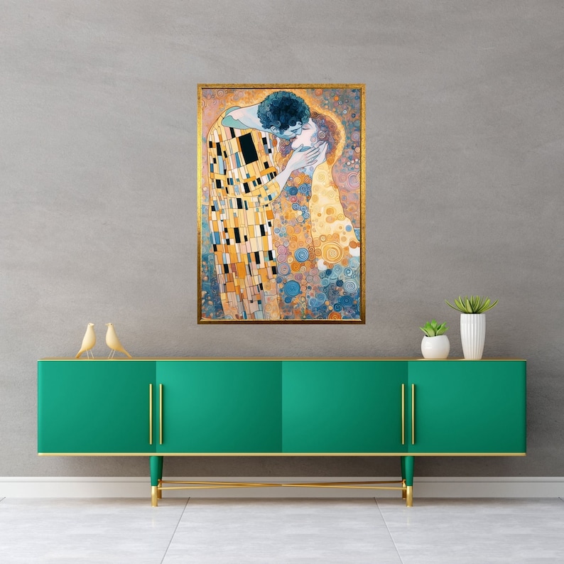 Gustav Klimt the Kiss Reproduction Canvas Wall Art Print - Etsy