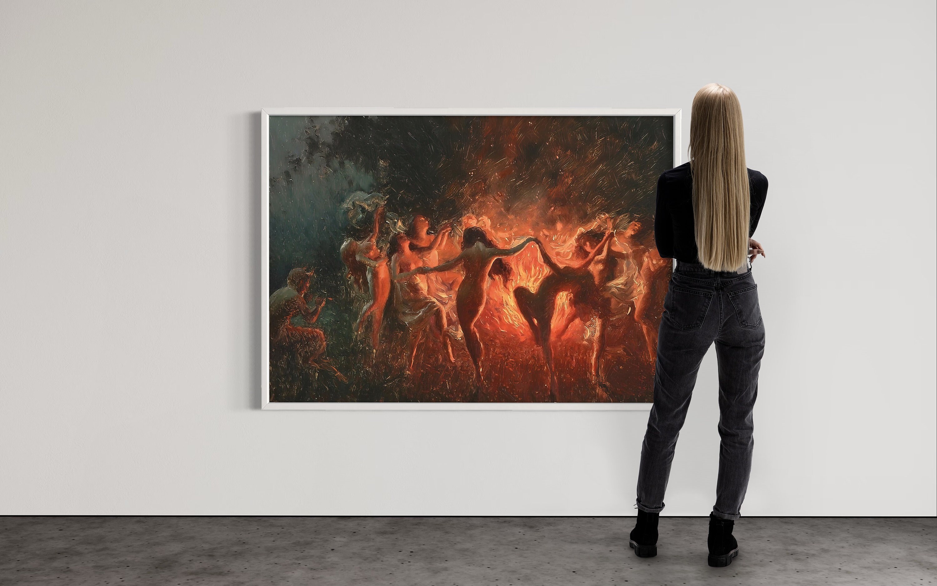 Joseph Tomanek Fire Dance Print, Classic Figurative Art, Framed Canvas ...