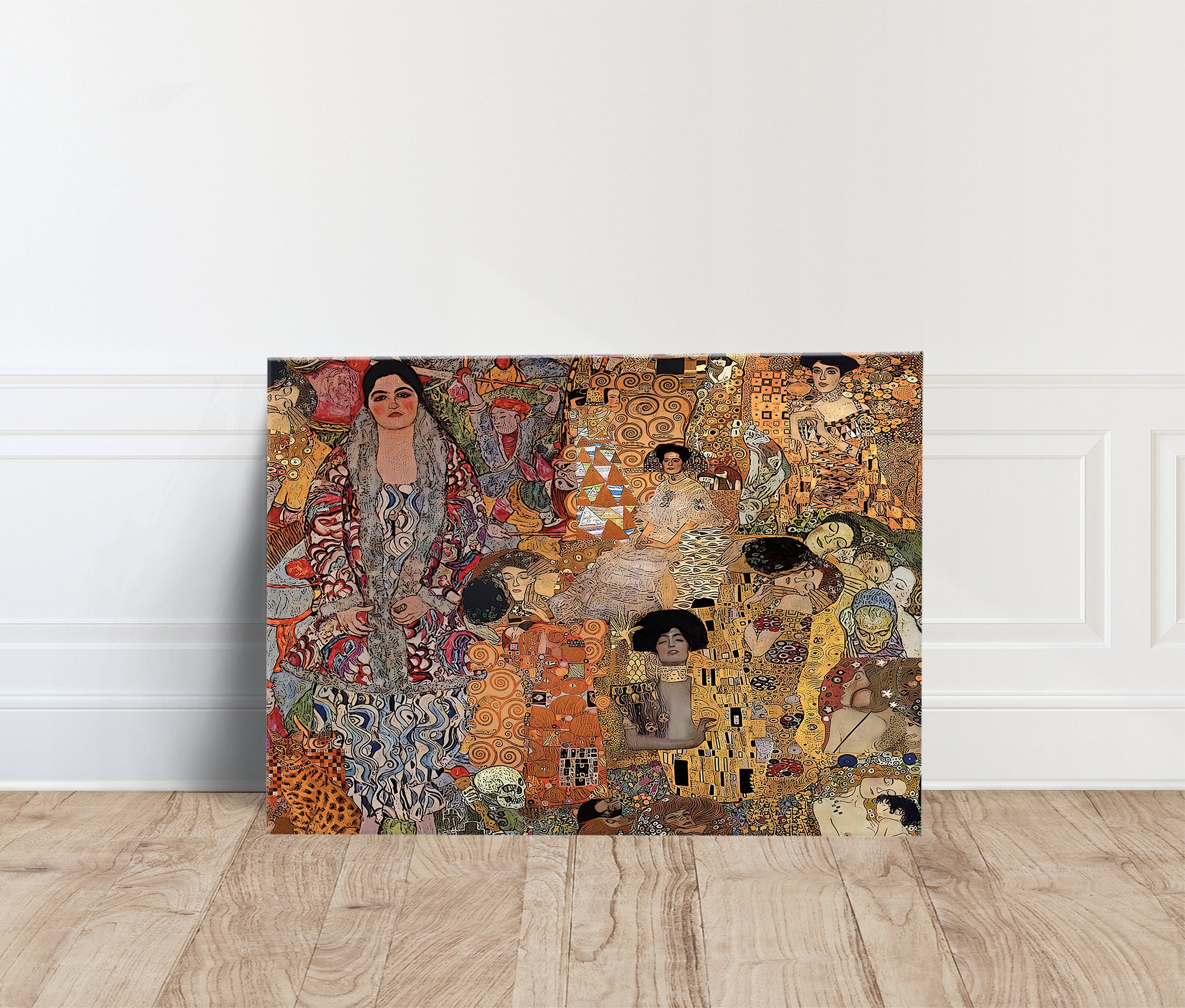 Collage Classical Art Canvas Poster by Gustav Klimt Art Canvas Poster ...