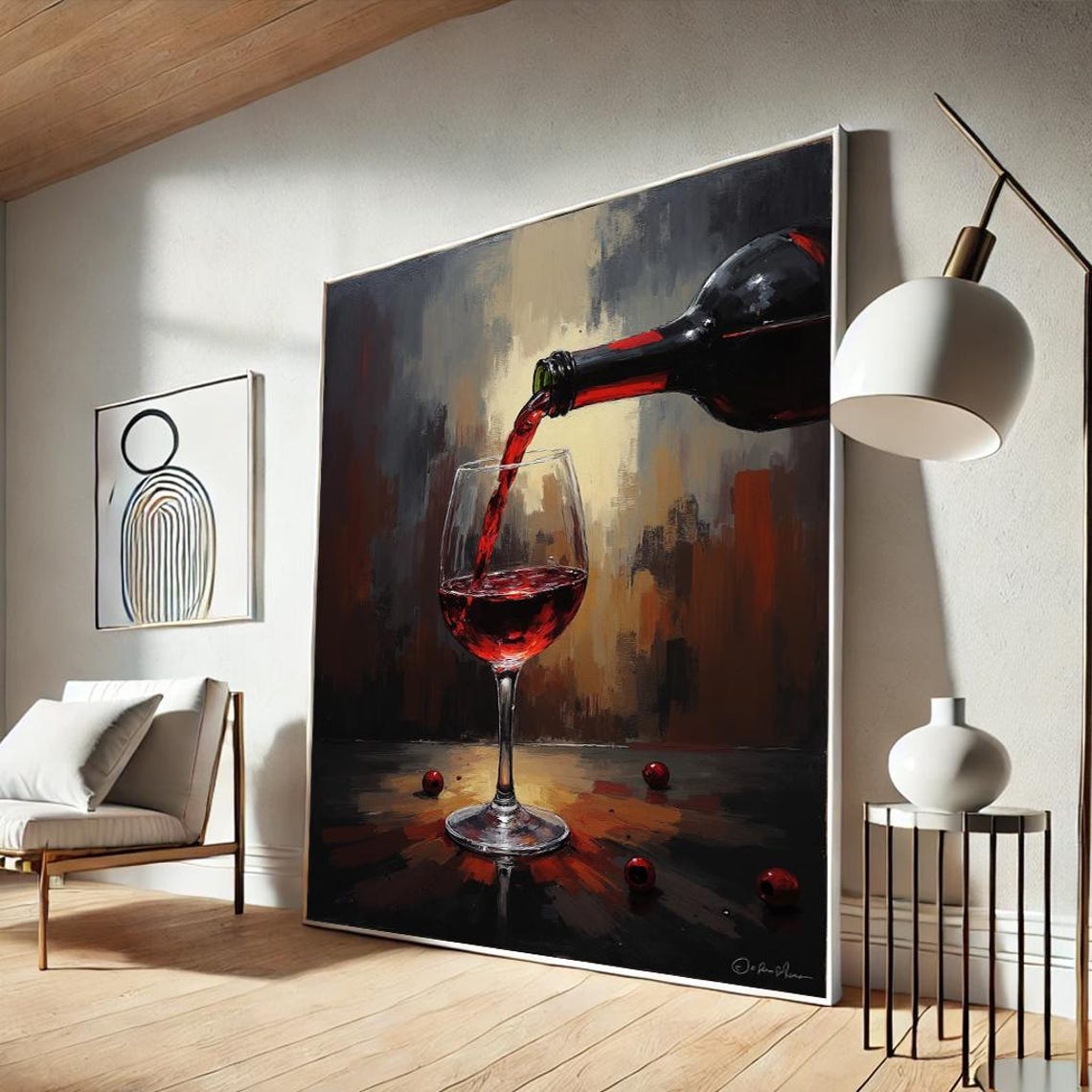 Red Wine Pouring Canvas Print, Expressionist Bar Lounge Wall Art - Etsy