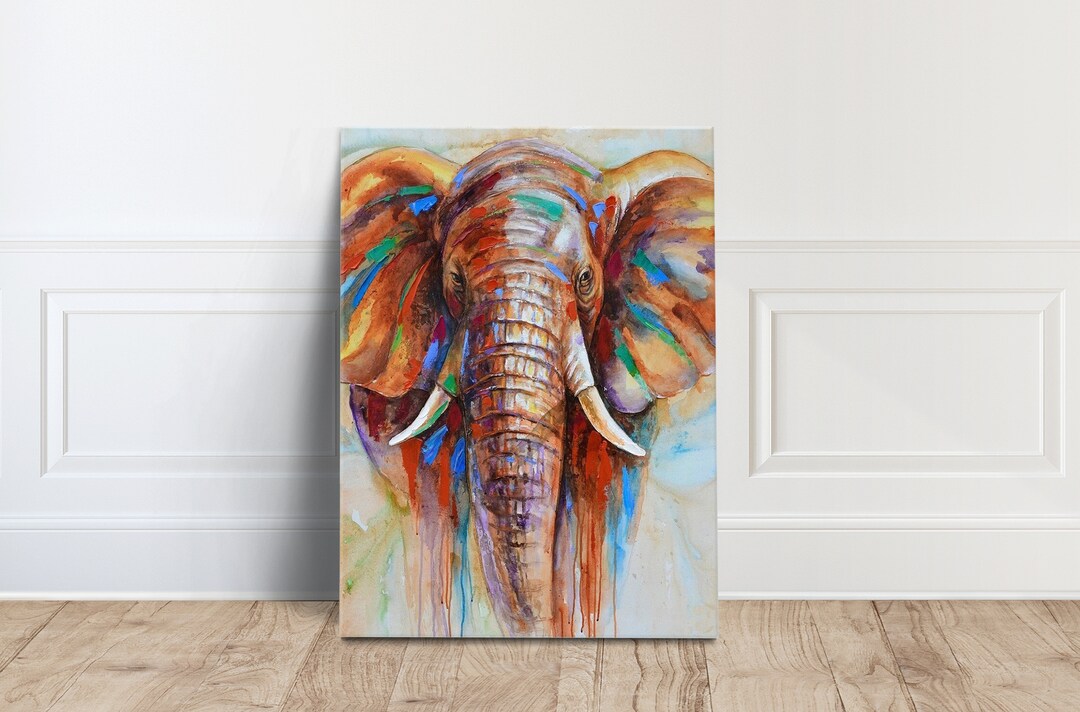 Mixed Color Elephant Wall Decor , Elephant Wall Art , Elephant Canvas ...