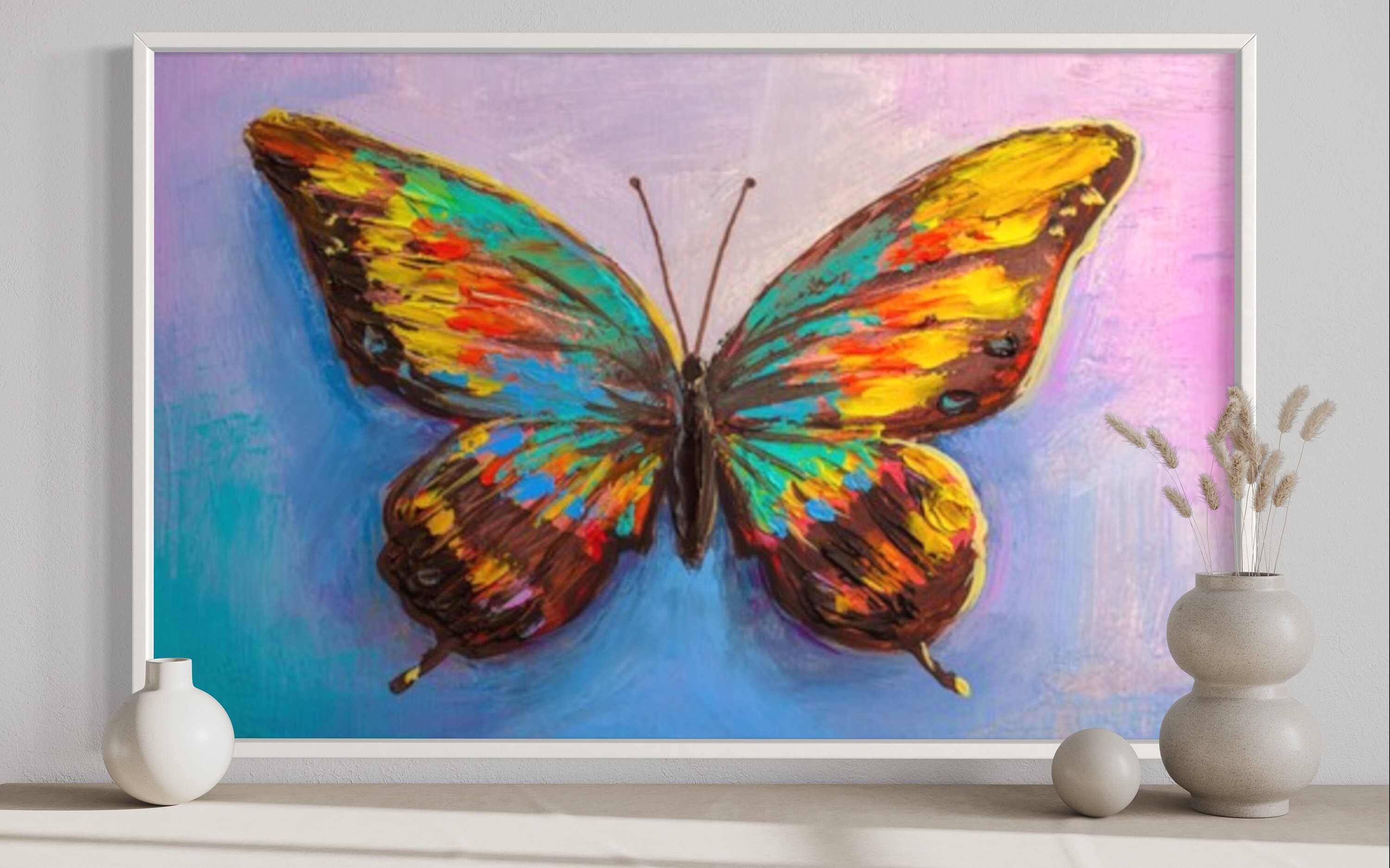 Butterfly Oil Painting on Canvas Modern Impressionist Colorful Animal ...
