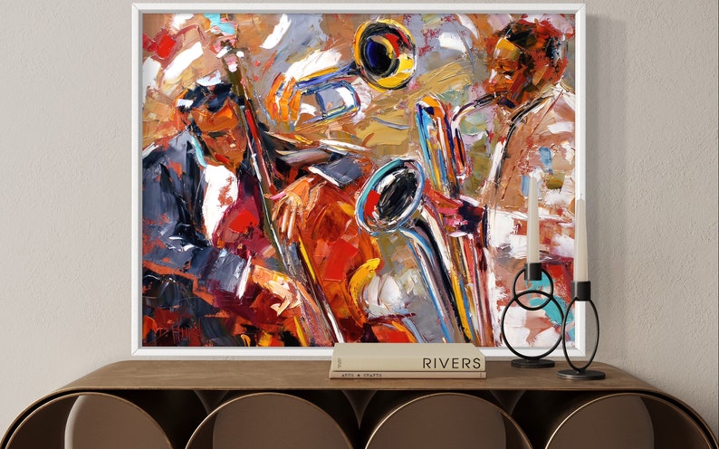 Abstract Jazz Art, Jazz Painting, Music Canvas Poster Wall Art, African ...