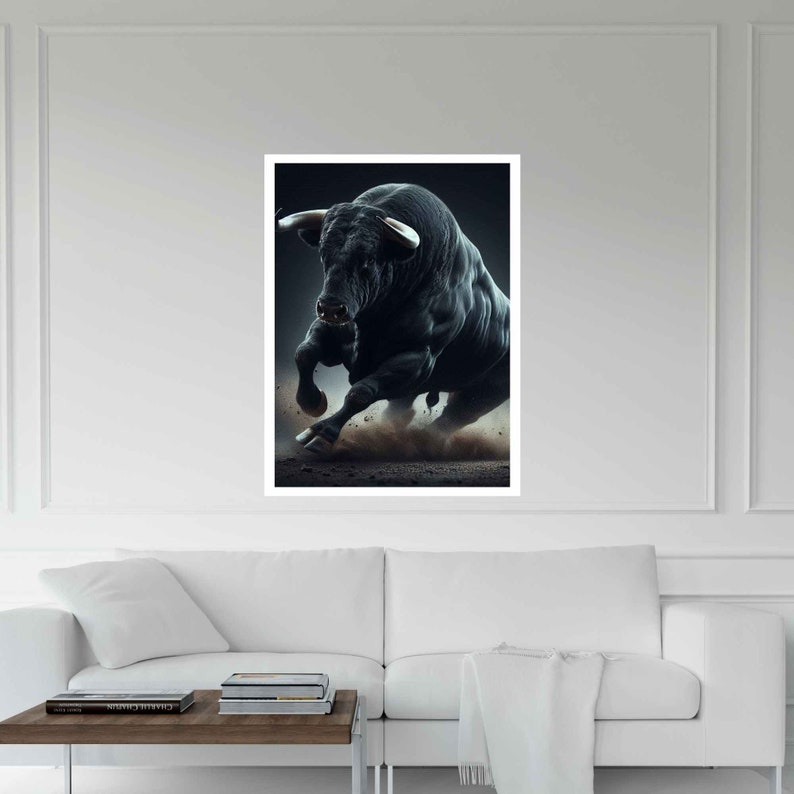 Artistic Bull Angry Bull Animal Canvas Wall Art - Etsy