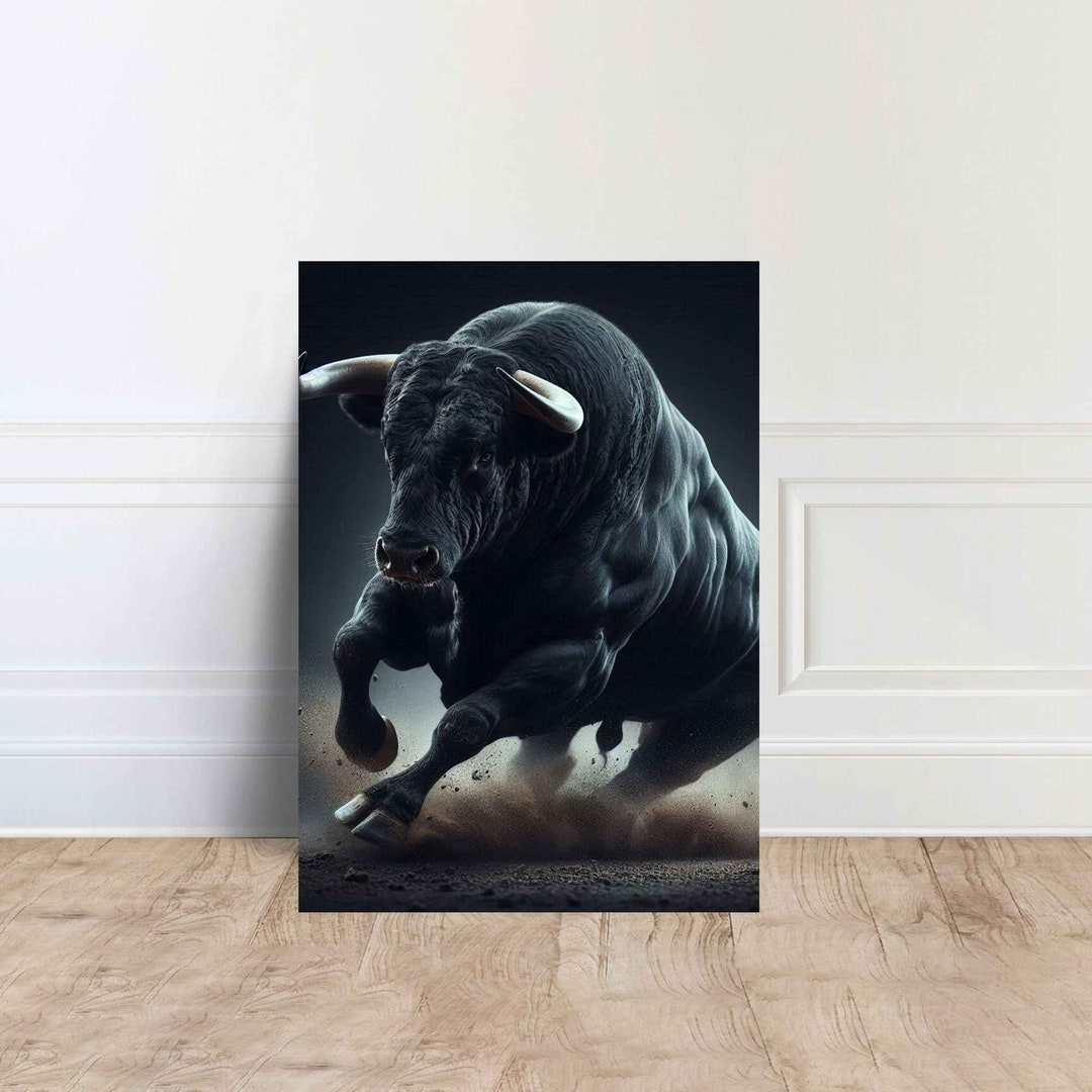 Artistic Bull Angry Bull Animal Canvas Wall Art - Etsy