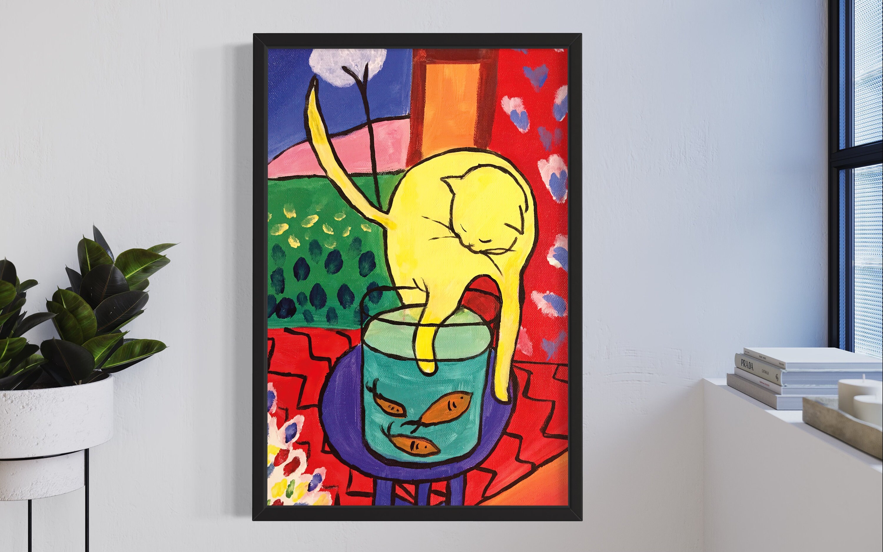 Matisse Cat With Red Fish Canvas Print, Modern Art Poster - Etsy UK