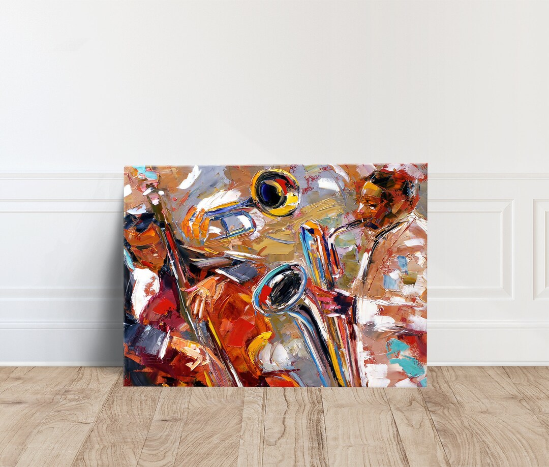Abstract Jazz Art, Jazz Painting, Music Canvas Poster Wall Art, African ...