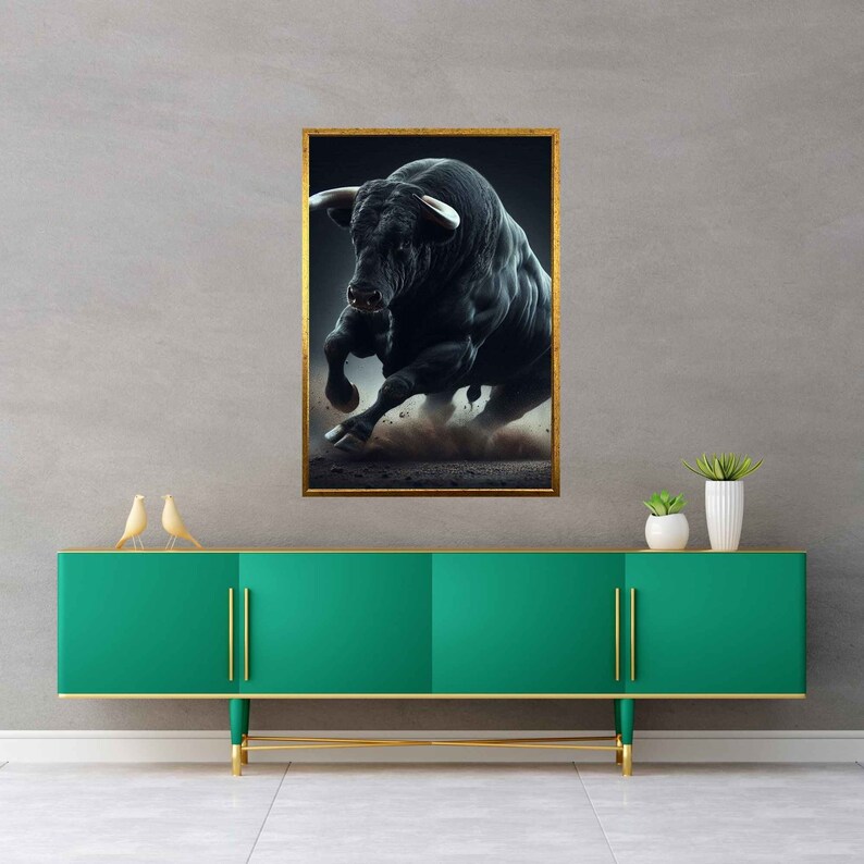 Artistic Bull Angry Bull Animal Canvas Wall Art - Etsy