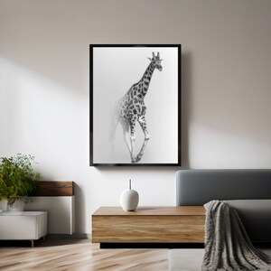 Giraffe Print in Black and White, Giraffe Print on Canvas, Home Decor ...