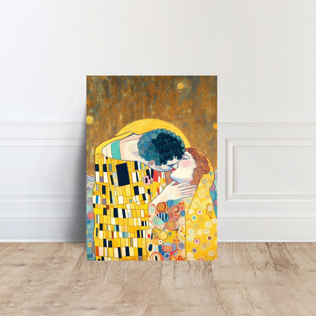 Gustav Klimt the Kiss Reproduction Canvas Wall Art - Captivating ...