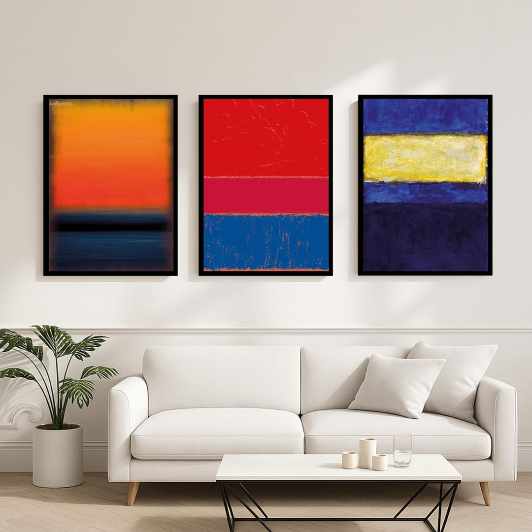Mark Rothko Canvas Set | 3-piece Orange Blue Mix Abstract Wall Art ...