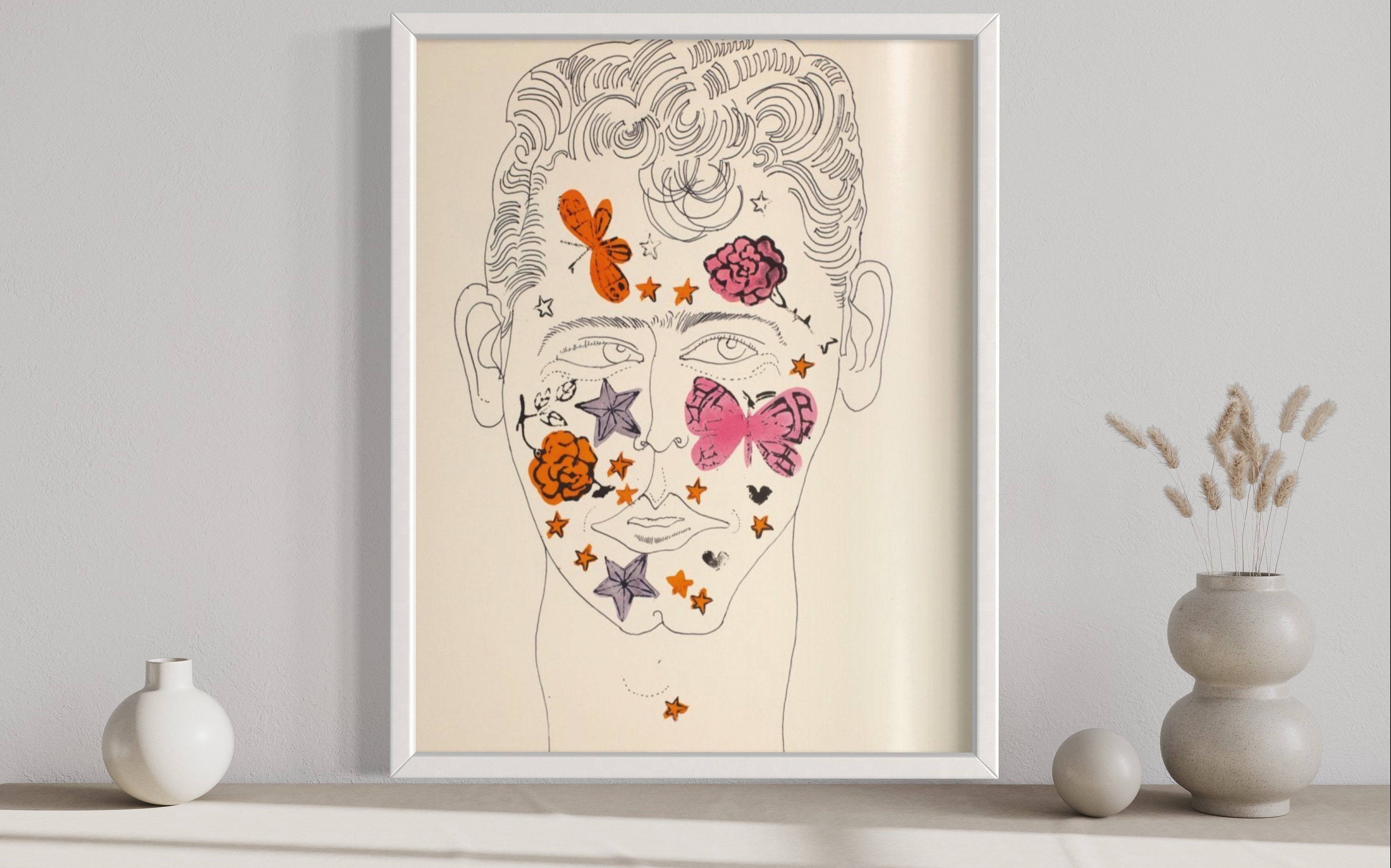 Rare Andy Warhol Drawing Canvas Wall Art Print Poster, Andy Warhol Line ...