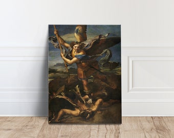Raphael : Saint Michael Vanquishing Satan 1518 Canvas Gallery Wrapped ...