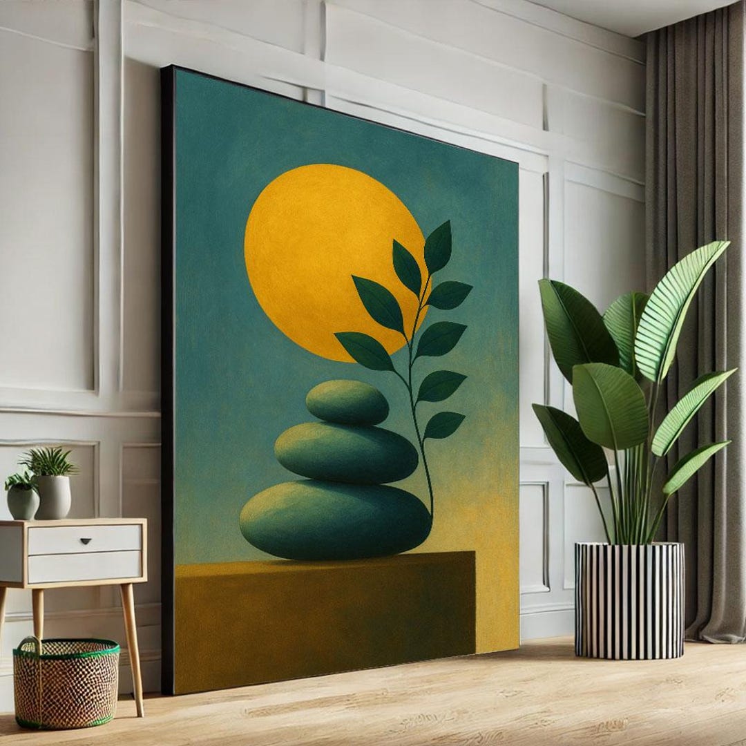 Zen Stones Canvas Art Print: Calming Boho Decor - Etsy