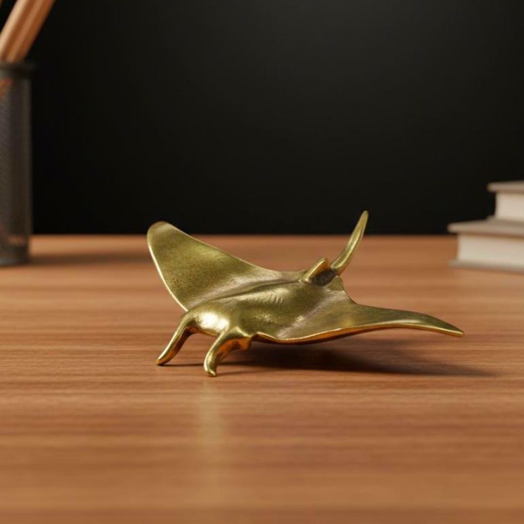 Mini Brass Manta Ray Figurine, Feng Shui Desk Tea Pet - Etsy