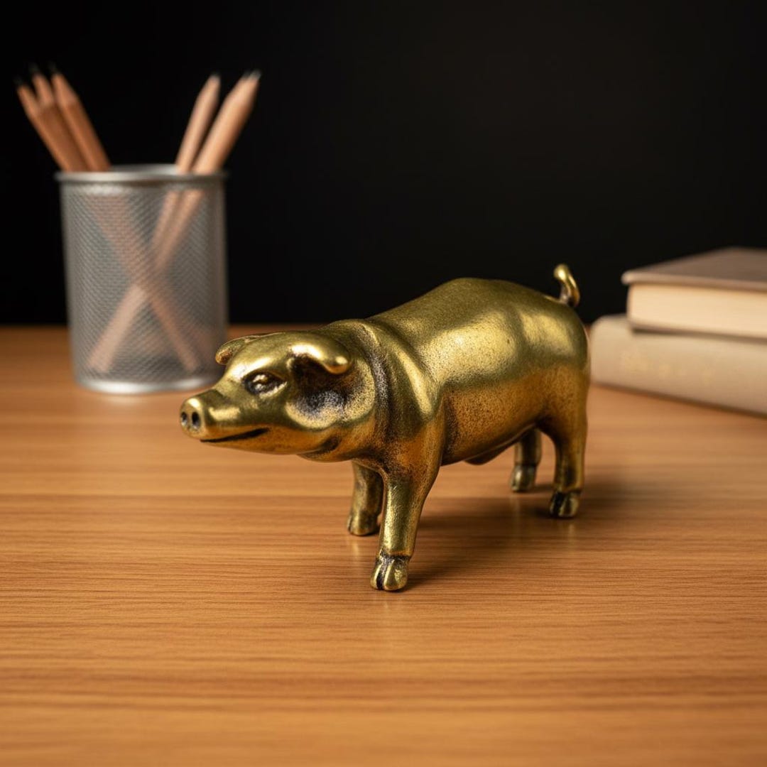 Mini Solid Brass Pig Figurine, Vintage Desk Decor, Collectible Gift - Etsy