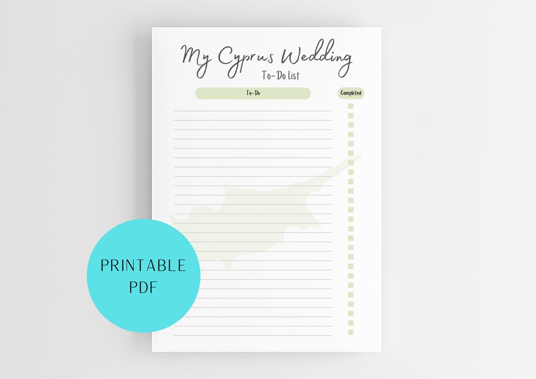 Cyprus Wedding to Do List Digital Download Printable PDF A4 - Beige ...