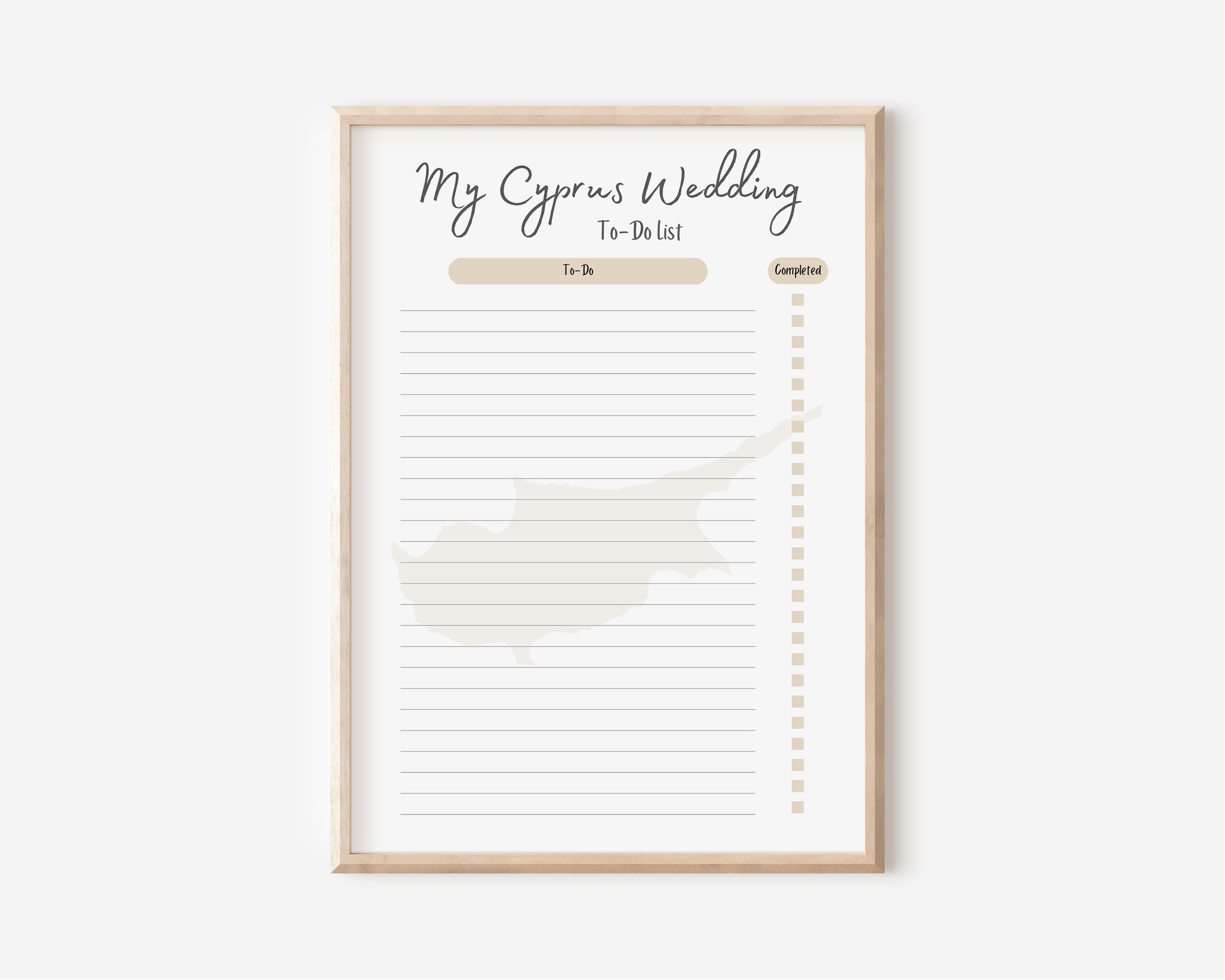 Cyprus Wedding to Do List Digital Download Printable PDF A4 - Beige ...