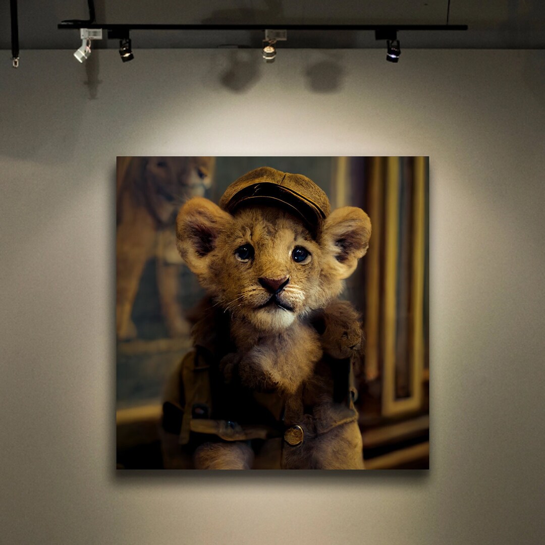 Baby Explorer Lion Digital Art Print, Home Decoration, AI Art, Wall ...