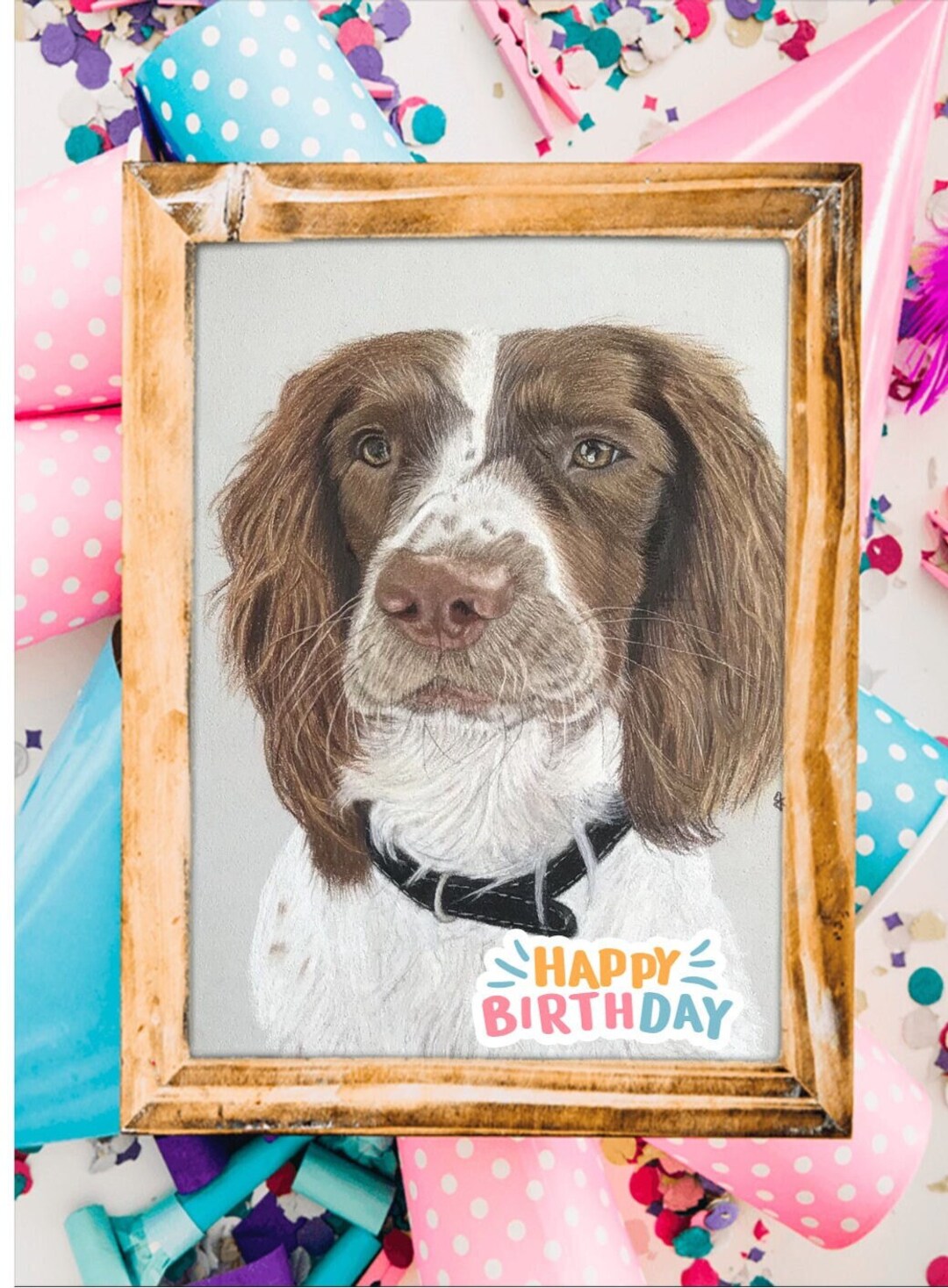 Springer Spaniel Birthday Card, Custom Pet Portrait Cards, Springer ...