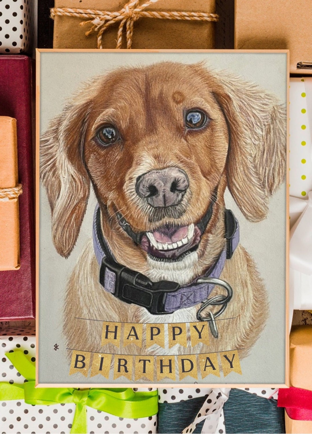 Cocker Spaniel Birthday Card, Custom Pet Portrait Cards, Bespoke Dog ...