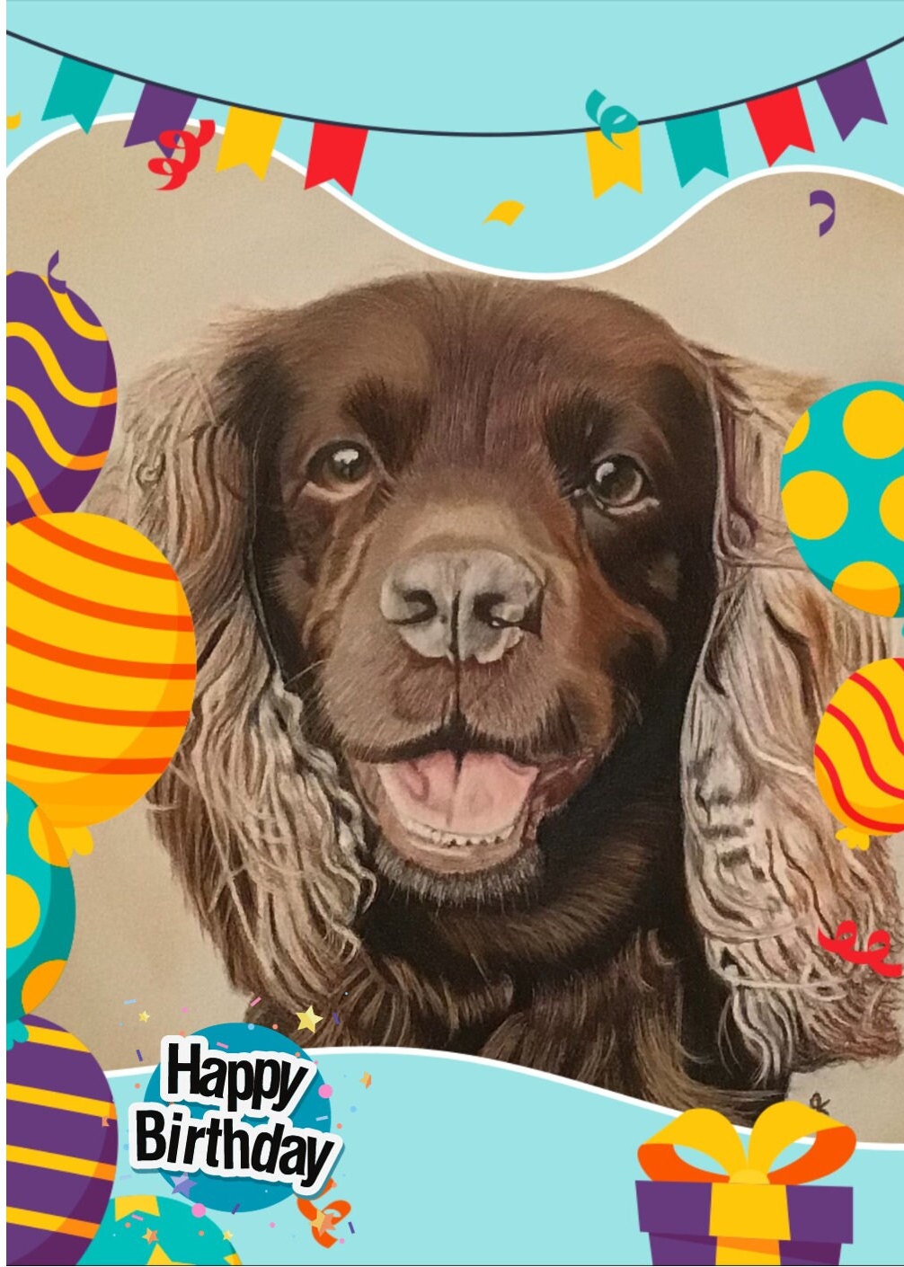 Cocker Spaniel Birthday Card, Custom Pet Portrait Cards, Dog Greeting ...