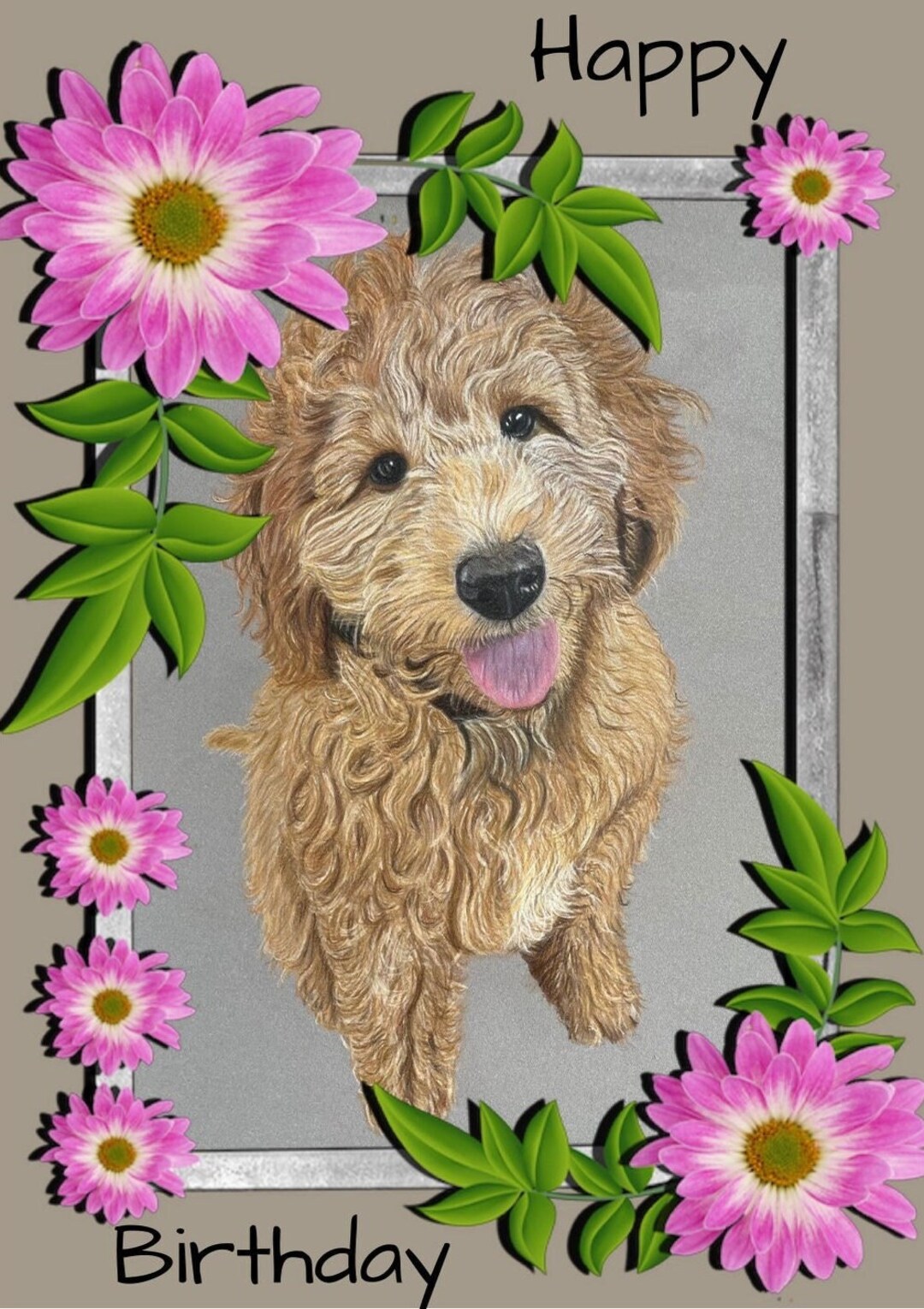 Cockerpoo Birthday Card, Custom Pet Portrait Cards, Custom Hand-painted ...