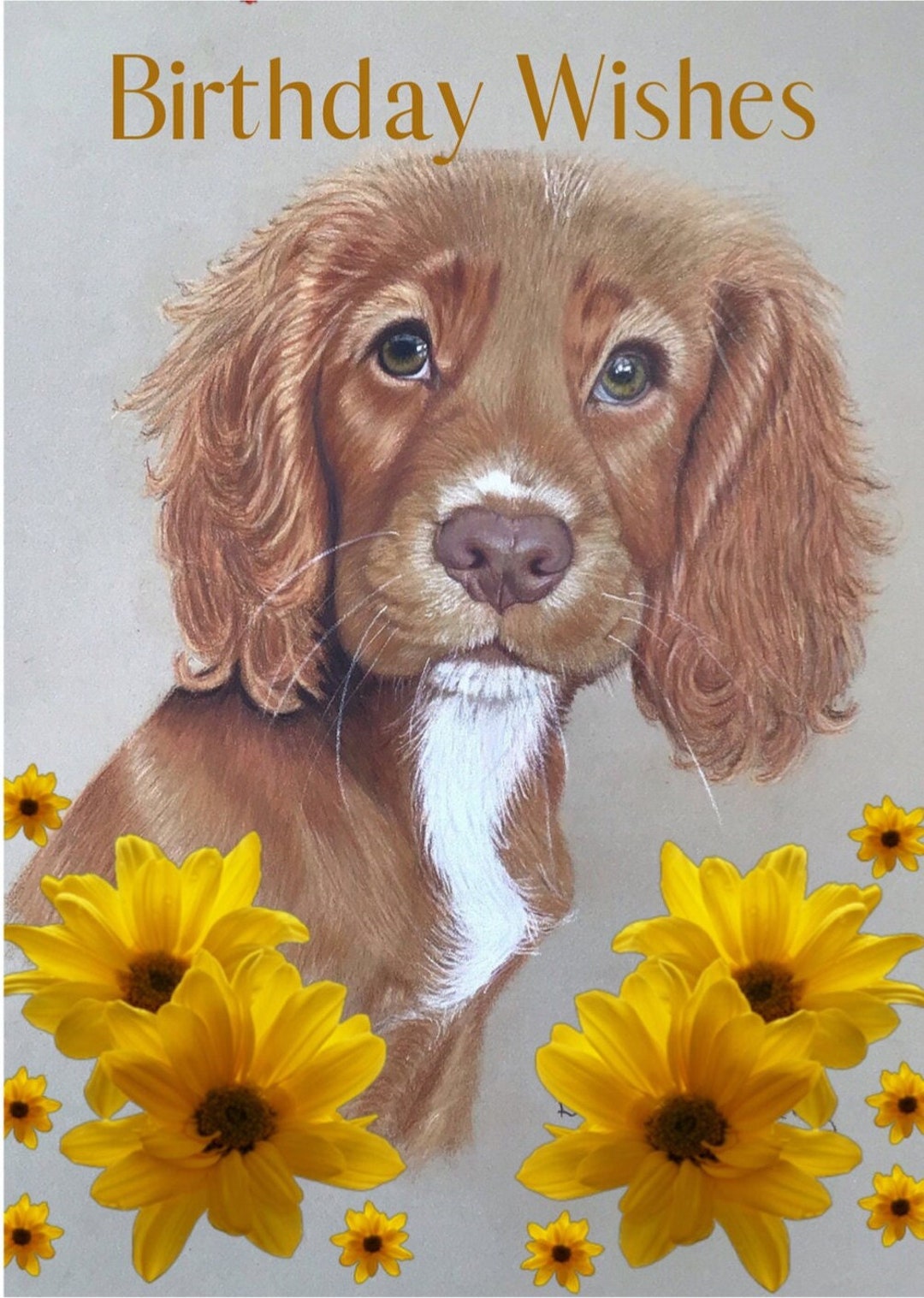 Cocker Spaniel Birthday Card, Custom Pet Portrait Cards, Custom Hand ...