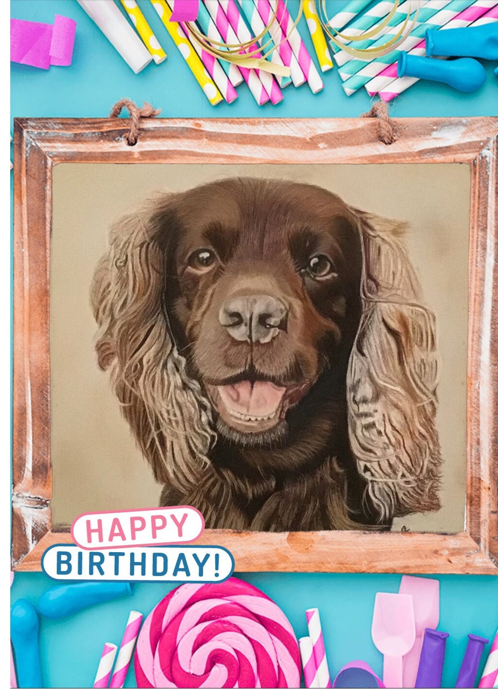 Cocker Spaniel Birthday Card, Custom Pet Portrait Cards, Dog Greeting ...