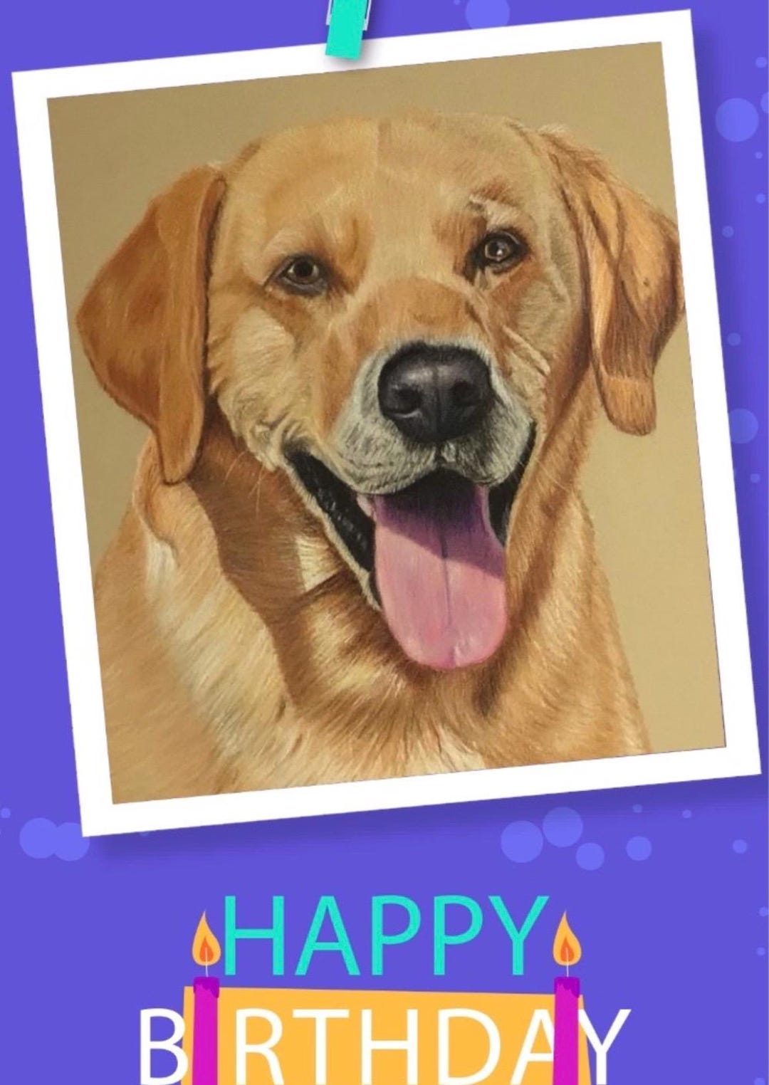 Golden Labrador Birthday Card, Custom Pet Portrait Card, Golden ...