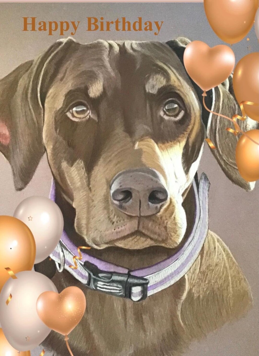 Doberman Pinscher Birthday Card, Custom Pet Portrait Cards, Custom Hand ...