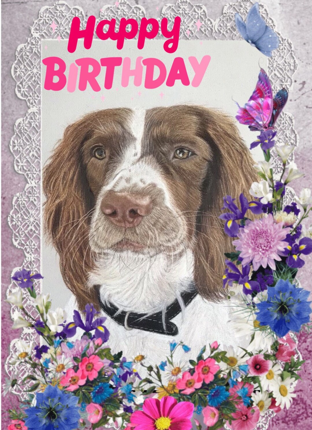 Springer Spaniel Birthday Card, Custom Pet Portrait Cards, Springer ...