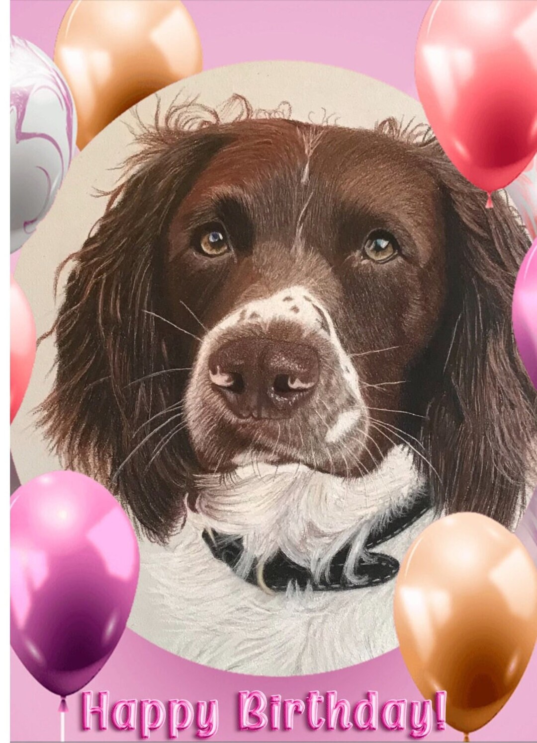 Springer Spaniel Birthday Card, Custom Pet Portrait Cards,spaniel Dog ...