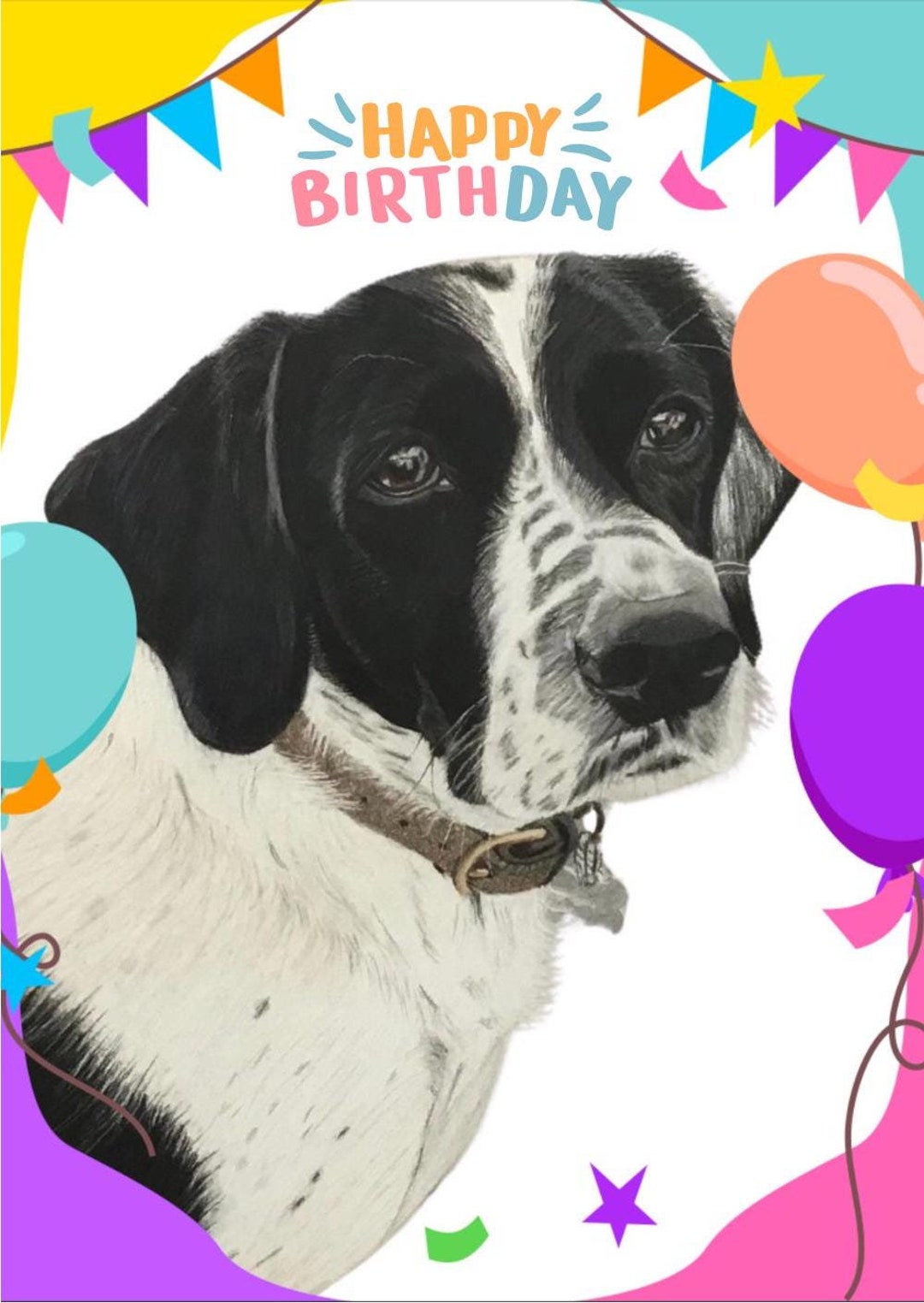 Springer Spaniel Birthday Card, Custom Pet Portrait Cards, Personalised ...