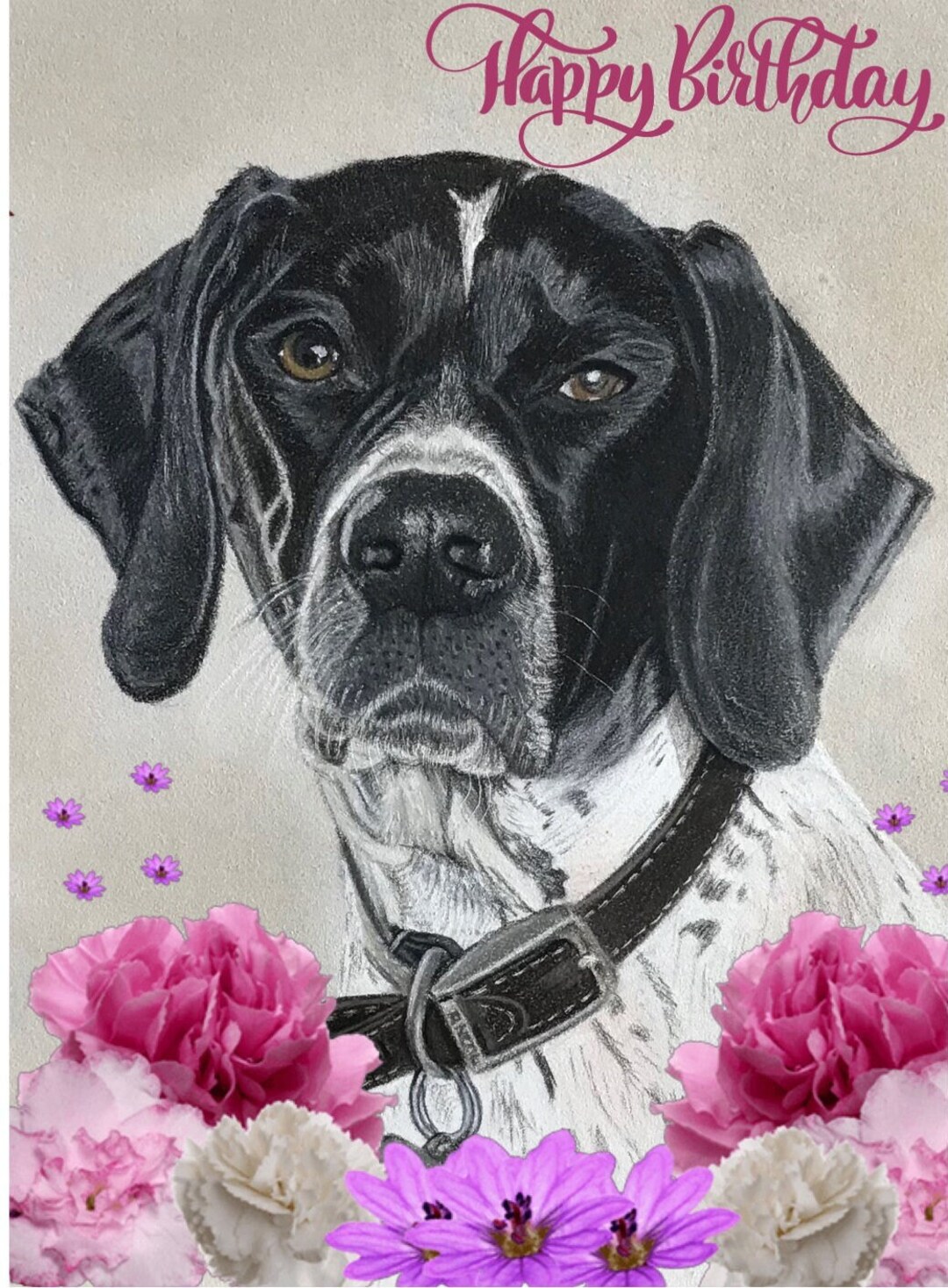English Pointer Birthday Card, Custom Pet Portrait Cards, Custom Hand ...