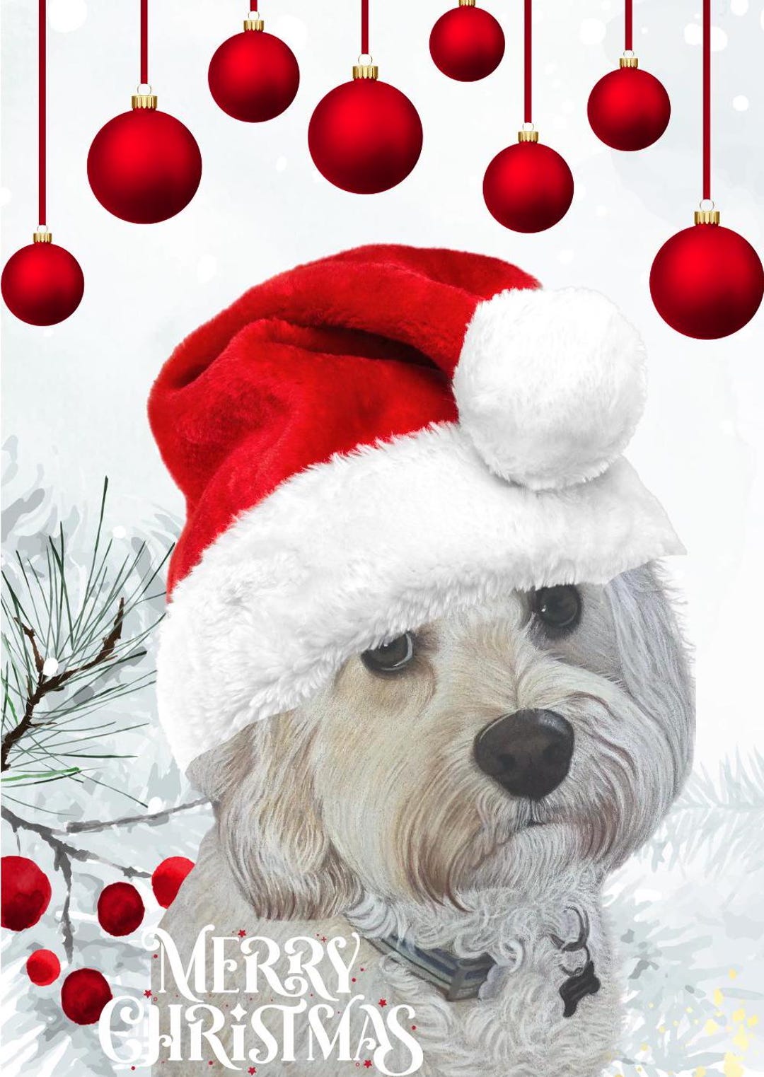 Cavapoo Christmas Card, Custom Pet Portrait Christmas Cards ...