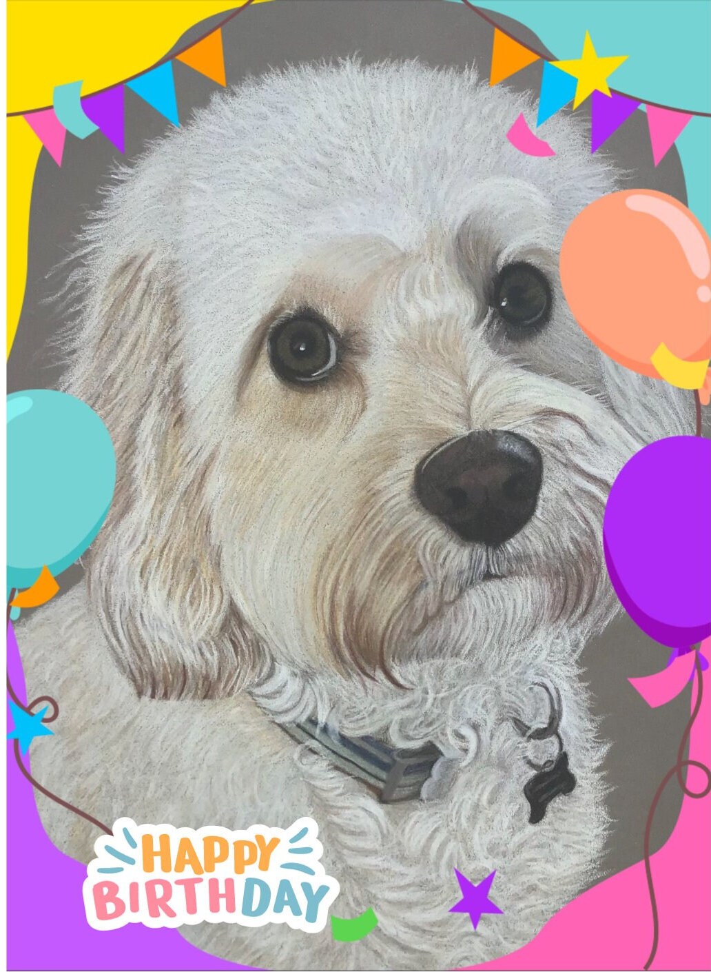 Cavapoo Birthday Card, Custom Pet Portrait Cards, Personalised Dog ...