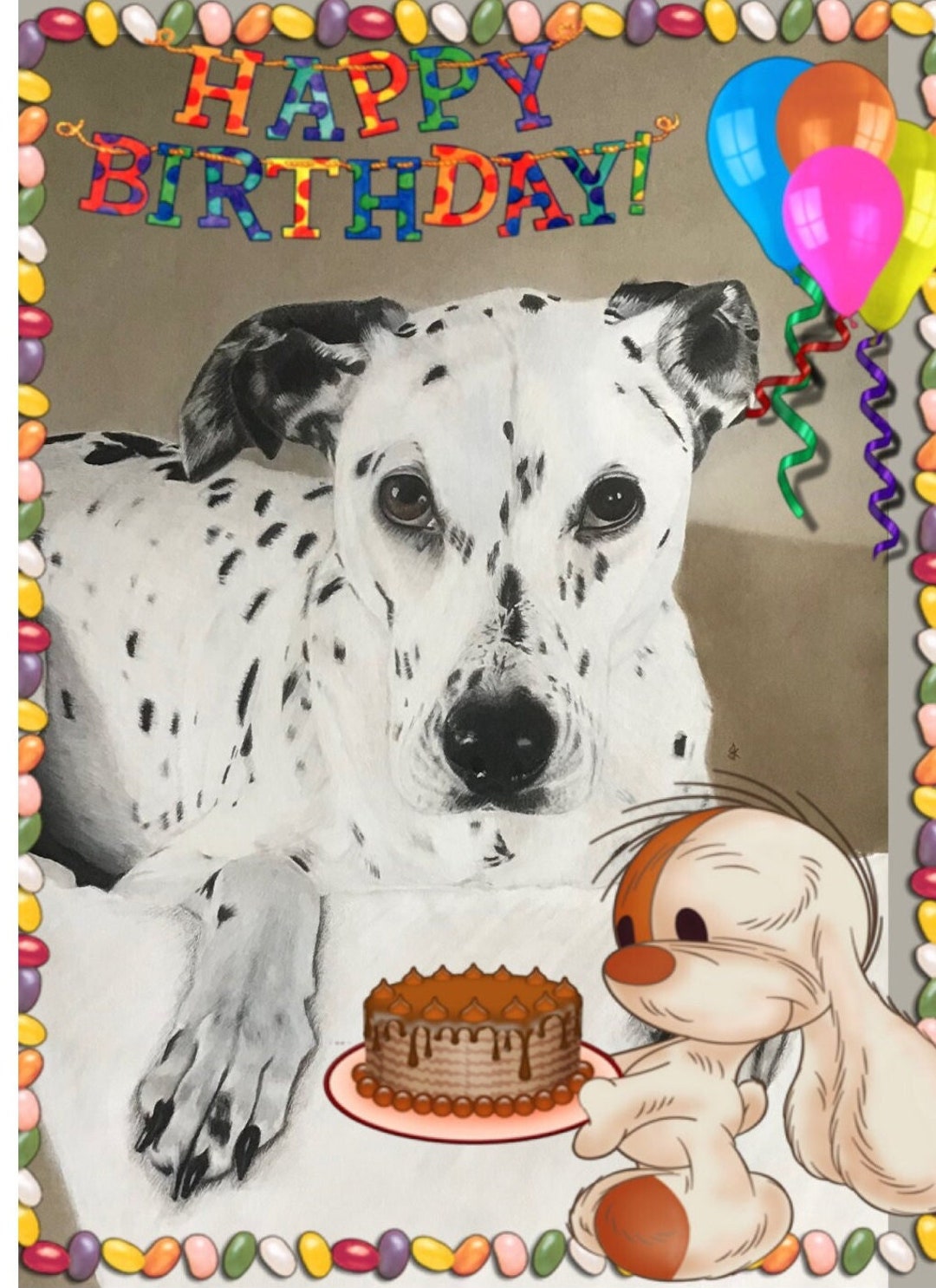 Dalmatian Birthday Card, Custom Dog Portrait, Custom Pet Portrait Cards ...
