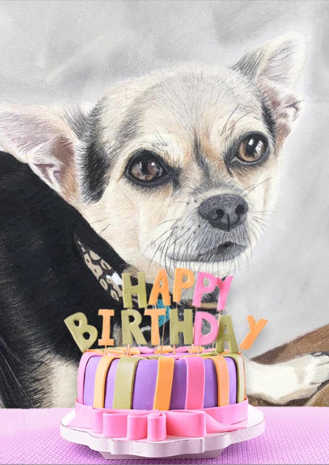 Chihuahua Birthday Card, Custom Pet Portrait Cards, Custom Hand-painted ...