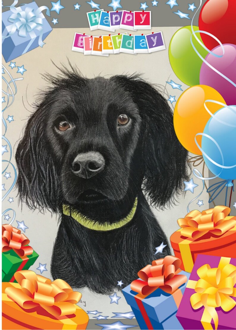 Springer Labrador Cross Birthday Card, Custom Pet Portrait Cards ...