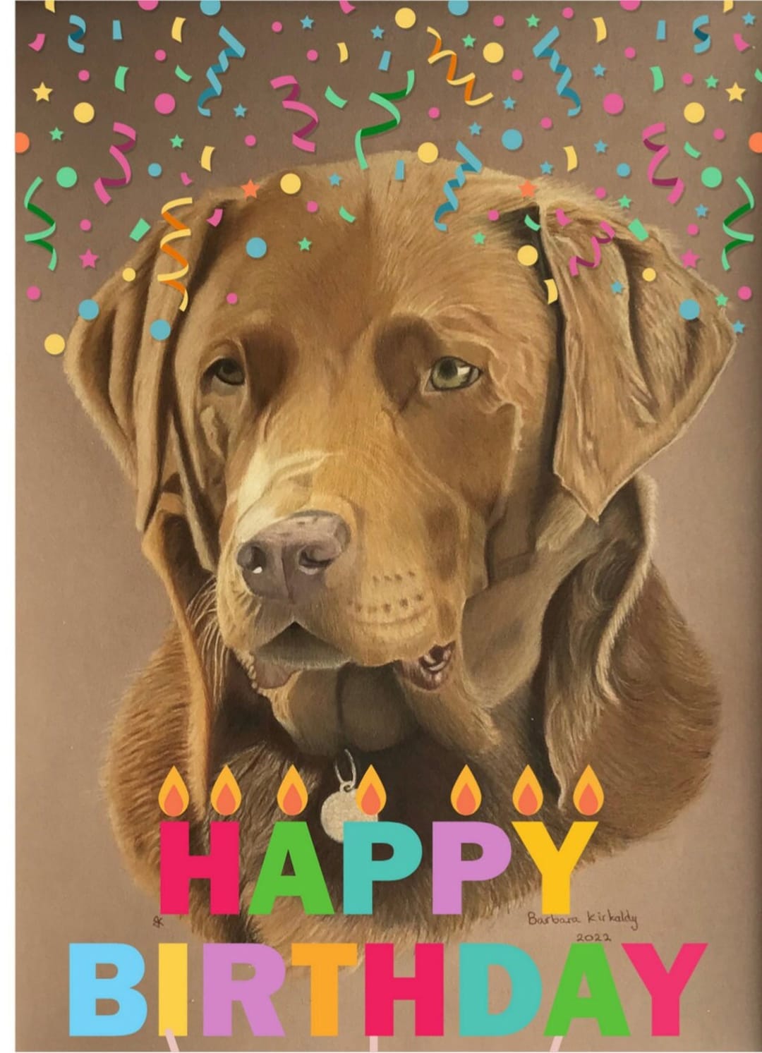 Golden Labrador Birthday Card, Custom Pet Portrait Cards, Adorable ...