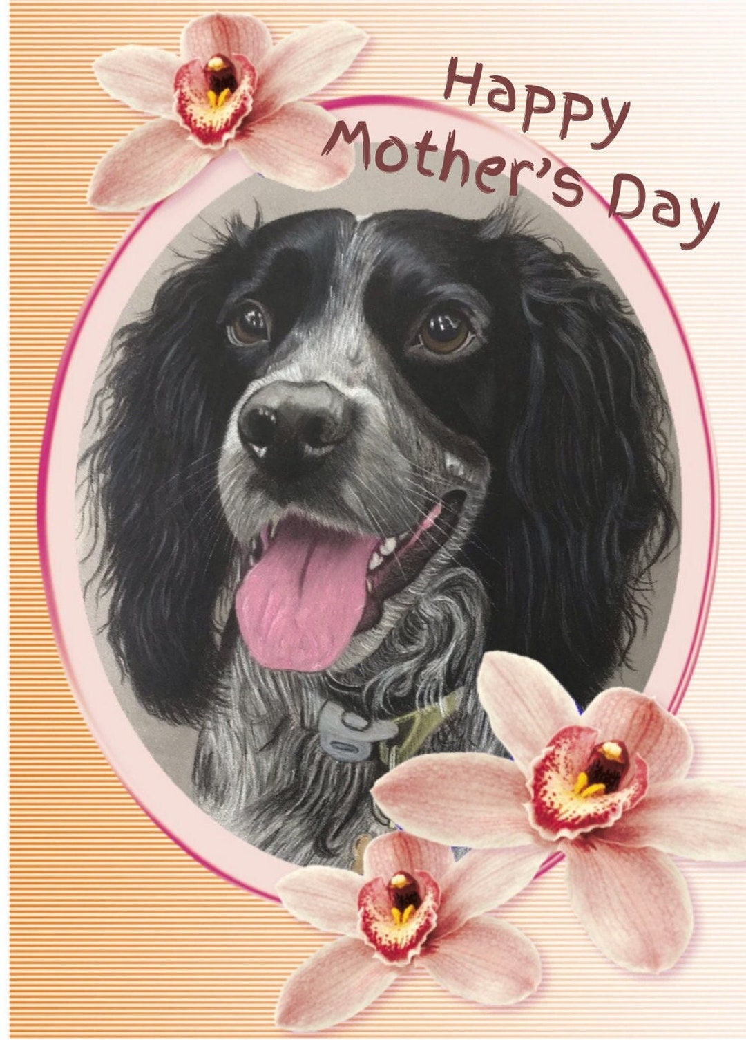Sprocker Mother's Day Card, Custom Pet Portrait Cards, Custom Pet ...